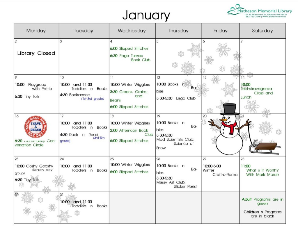The January/February Library Calendar of Events is now Available ...