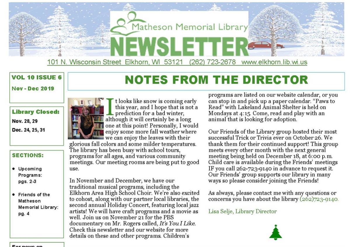 The November/December Library Newsletter is NOW Available! – Matheson ...